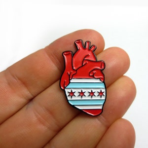 Chicago Flag Anatomical Heart Enamel Pin - Etsy