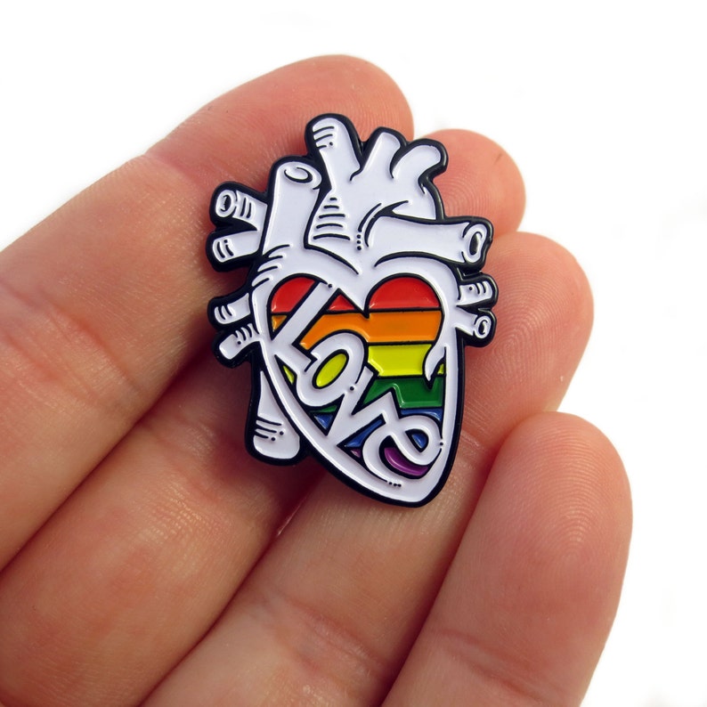 Love Is Love Anatomical Heart Pride Enamel Lapel Pin Etsy