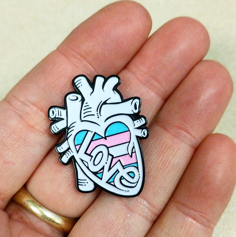 Trans Flag Anatomical Heart Enamel Lapel Pin - Etsy