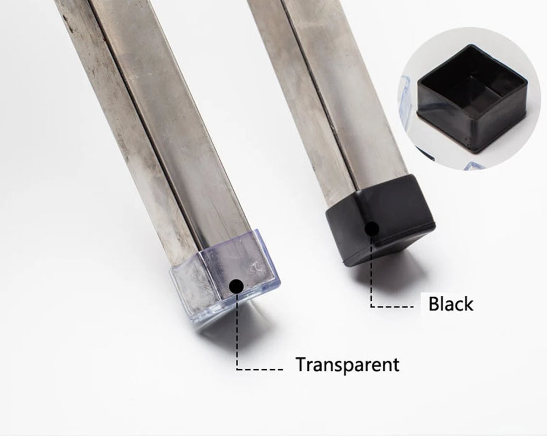16pc Transparent /black Chair Leg Floor Protectors, Fit Square Leg ...