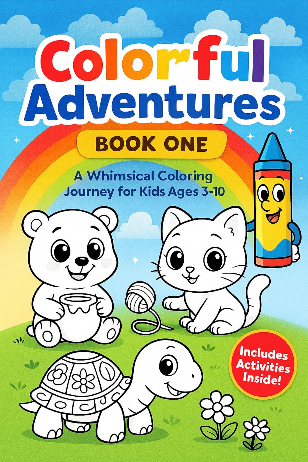 Colorful Adventures Printable Coloring Book, Whimsical Animal Pages PDF ...