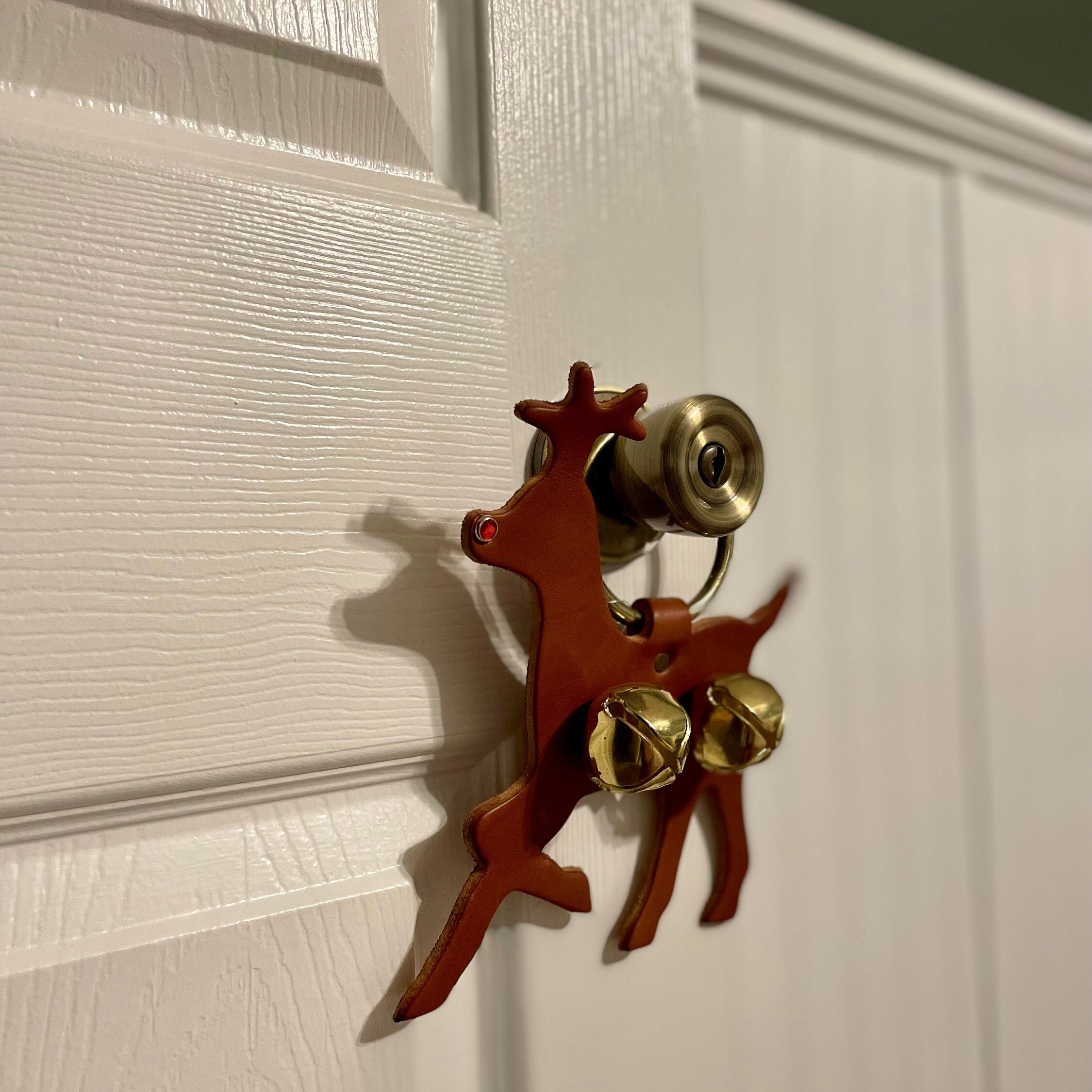 RED DOT RUDOLPH Reindeer Sleigh Bell Gold Bells Christmas Bells Holiday ...