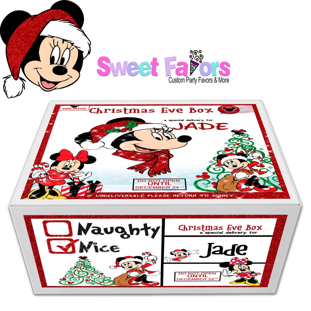 M Mouse Christmas Box Labels Template *you Print Canva Instant Download ...