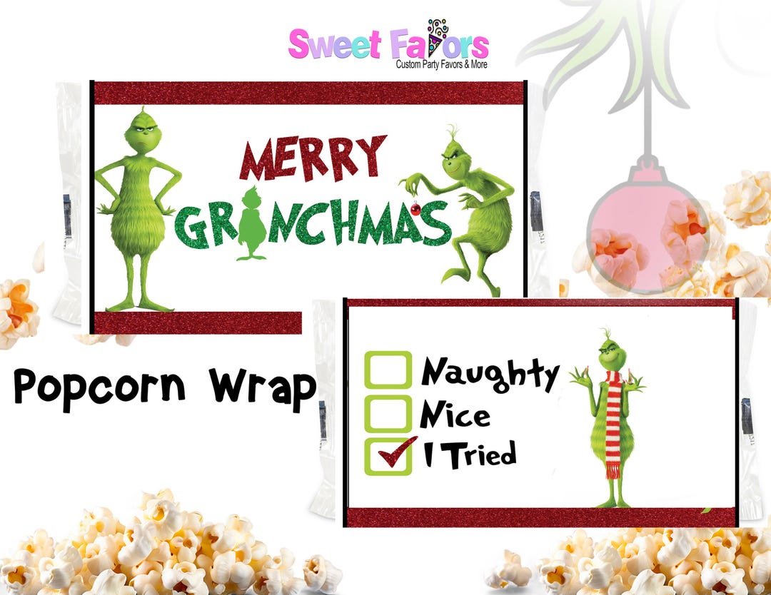 Grinch Popcorn Wrapper- Instant Download! - Etsy