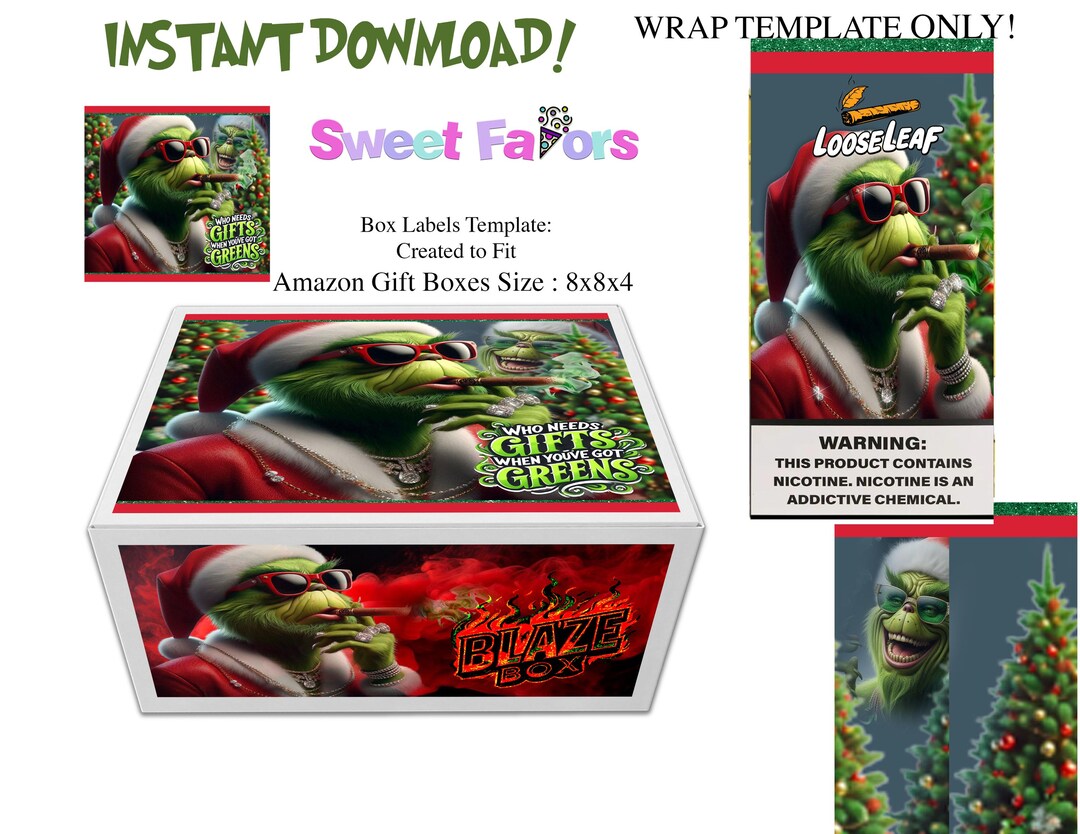 420 Grinchmas Eve Box Label| 420 TEMPLATE Printable Digital Print ...