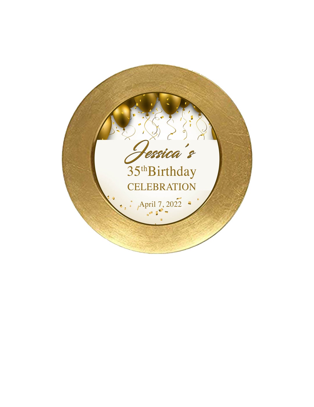 Gold Balloons Charger Plate Insert, Gold Balloons Birthday Digital File ...