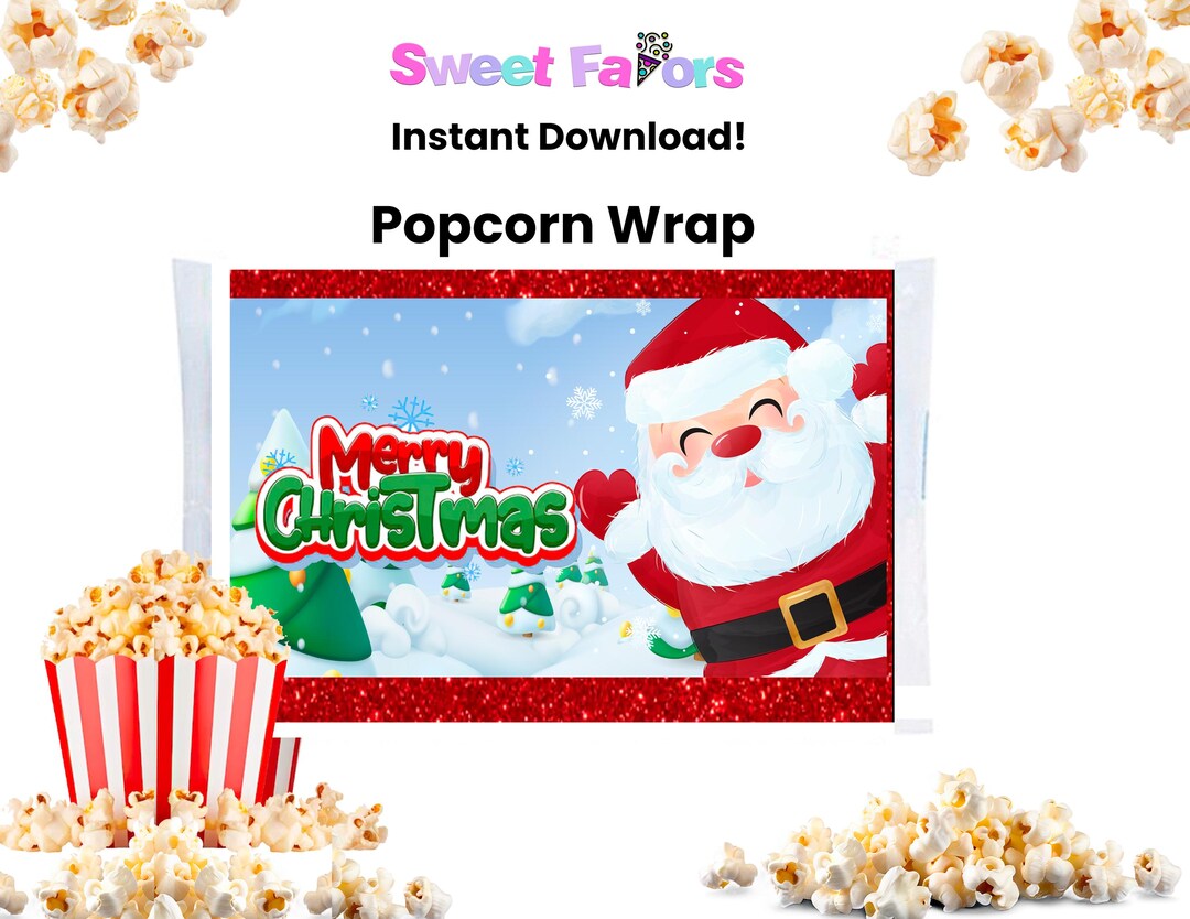 Santa Popcorn Wrapper- Instant Download! - Etsy