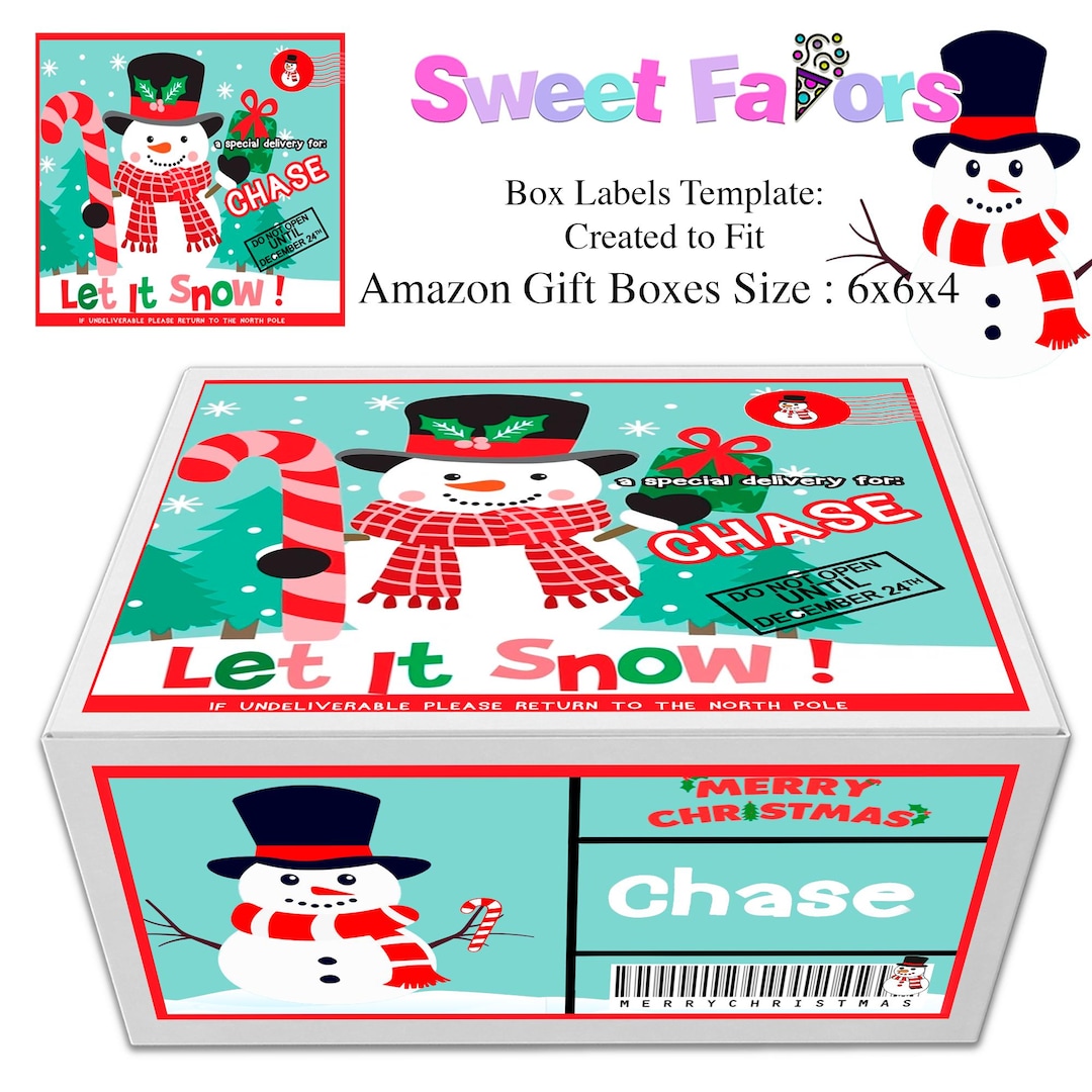 Snowman Christmas Box Labels Only! |you Print Labels No Box Provided ...