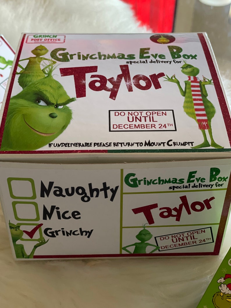 Grinchmas Christmas Box Label Template for Canva (you Print) - Etsy