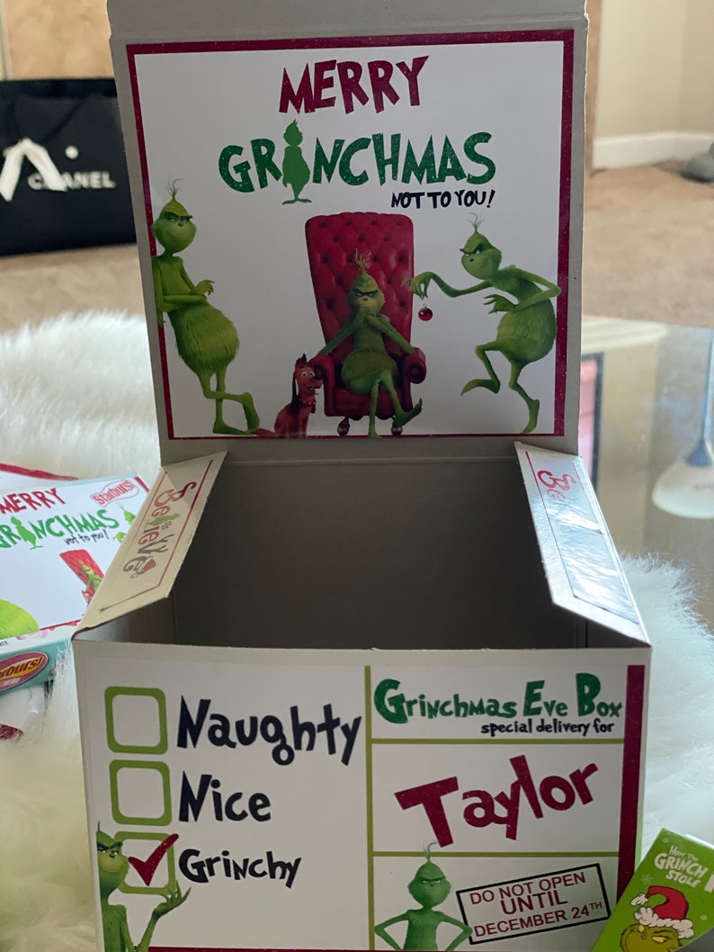 Grinchmas Christmas Box Label Template for Canva (you Print) - Etsy