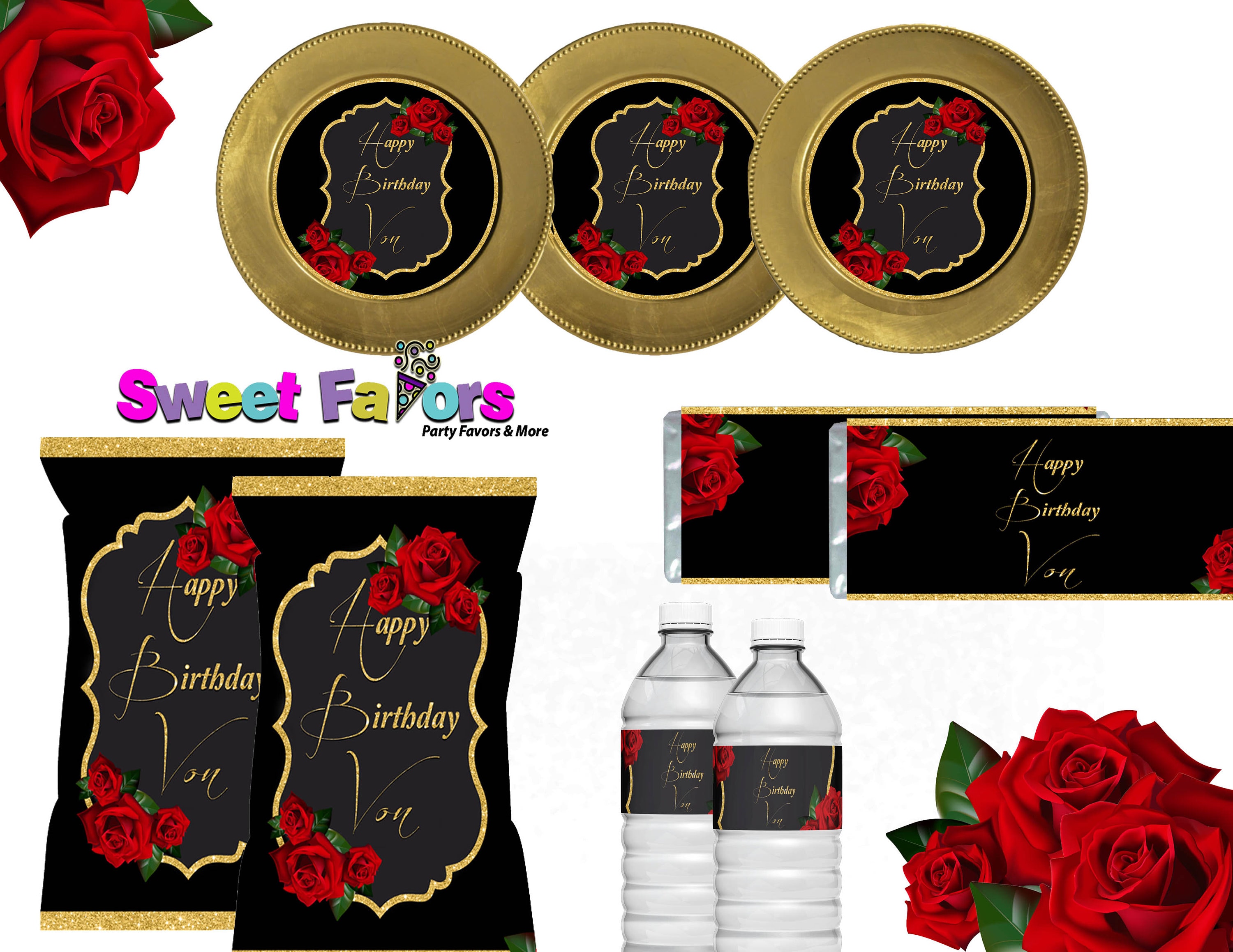 Red Roses/ Black Party Bundle Canva Users inserts - Etsy