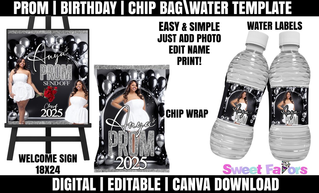 PROM Chip Bag Canva Editable Template| Prom Send off Favor Chip Bag ...