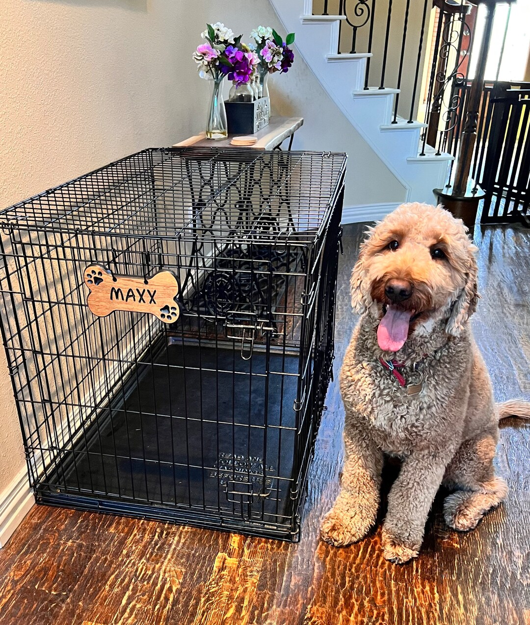 Dog Name Dog Crate Sign With Hooks - Etsy