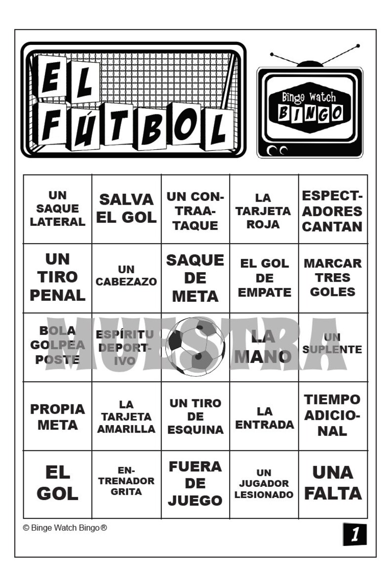 Soccer Bingo Digital Download Game in English and Spanish - Etsy