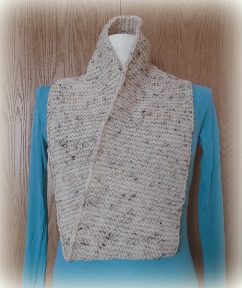 Hand Knitted Beige Infinity Cowl, Hand Made off White Cowl, Super Soft ...