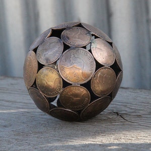 Mini Mixed Penny Ball 2, Aged 8.5 Cm Penny Sphere, Metal Sculpture ...