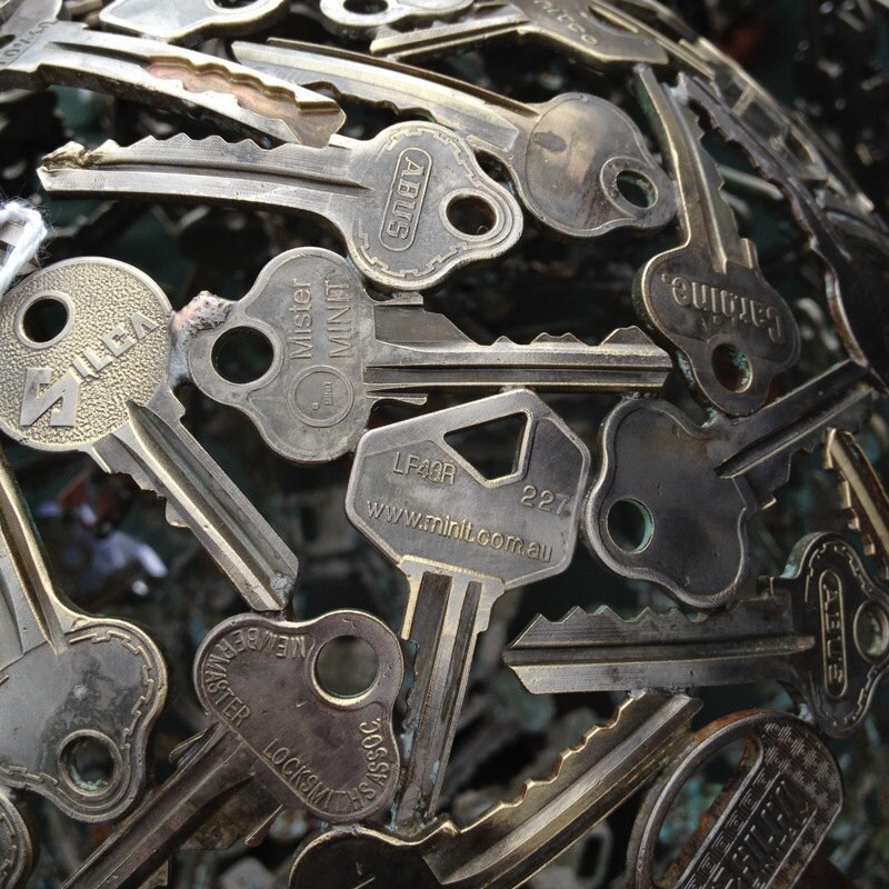 Small 13 Cm Key Ball, Key Sphere, Metal Sculpture Ornament - Etsy Canada