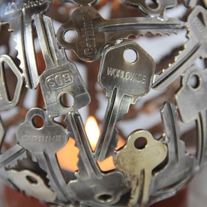 Small Key Ball Tea Light, 13 Cm, Key Light, Metal Sculpture, Hanging ...