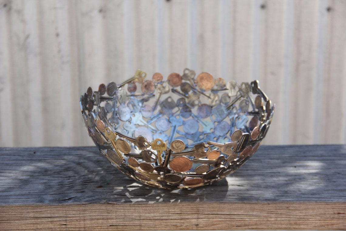 Coin and Key Bowl 28 Cm Metal Bowl Metal Sculpture - Etsy