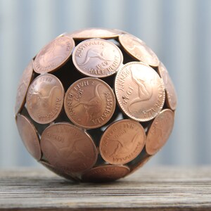 Mini Mixed Penny Ball, Polished, 8.5 Cm Penny Sphere, Metal Sculpture ...