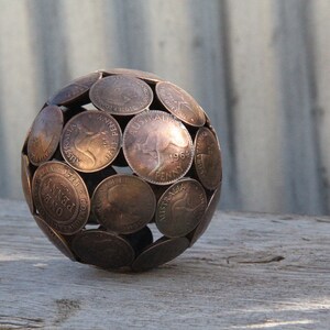 Mini Mixed Penny Ball 2, Aged 8.5 Cm Penny Sphere, Metal Sculpture ...