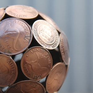 Mini Mixed Penny Ball, Polished, 8.5 Cm Penny Sphere, Metal Sculpture ...