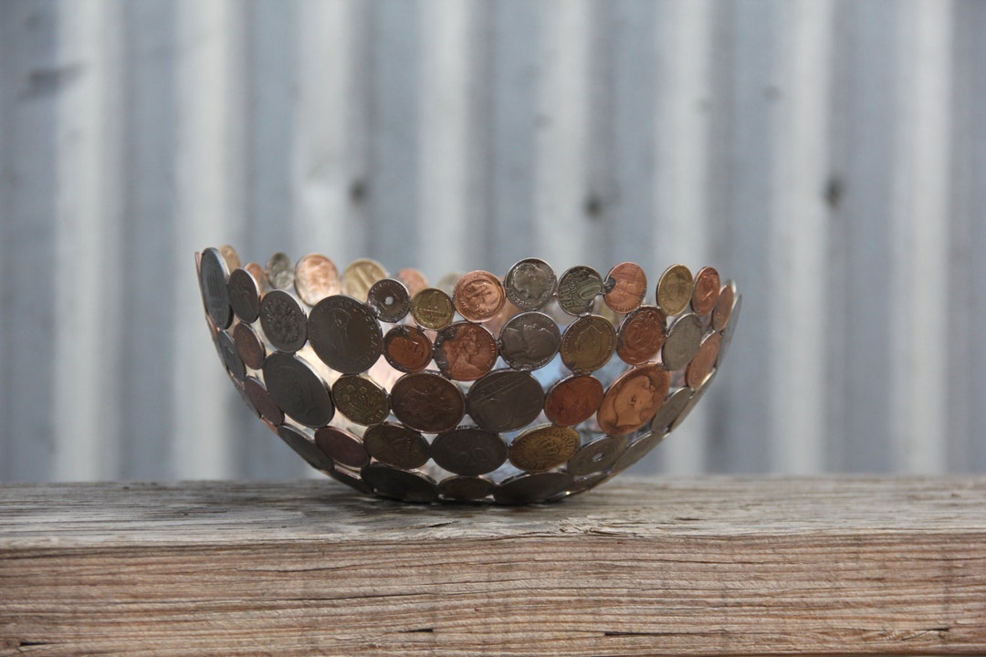 World Coin Bowl, Medium 20 Cm, Metal Bowl, Metal Sculpture, Ornament - Etsy