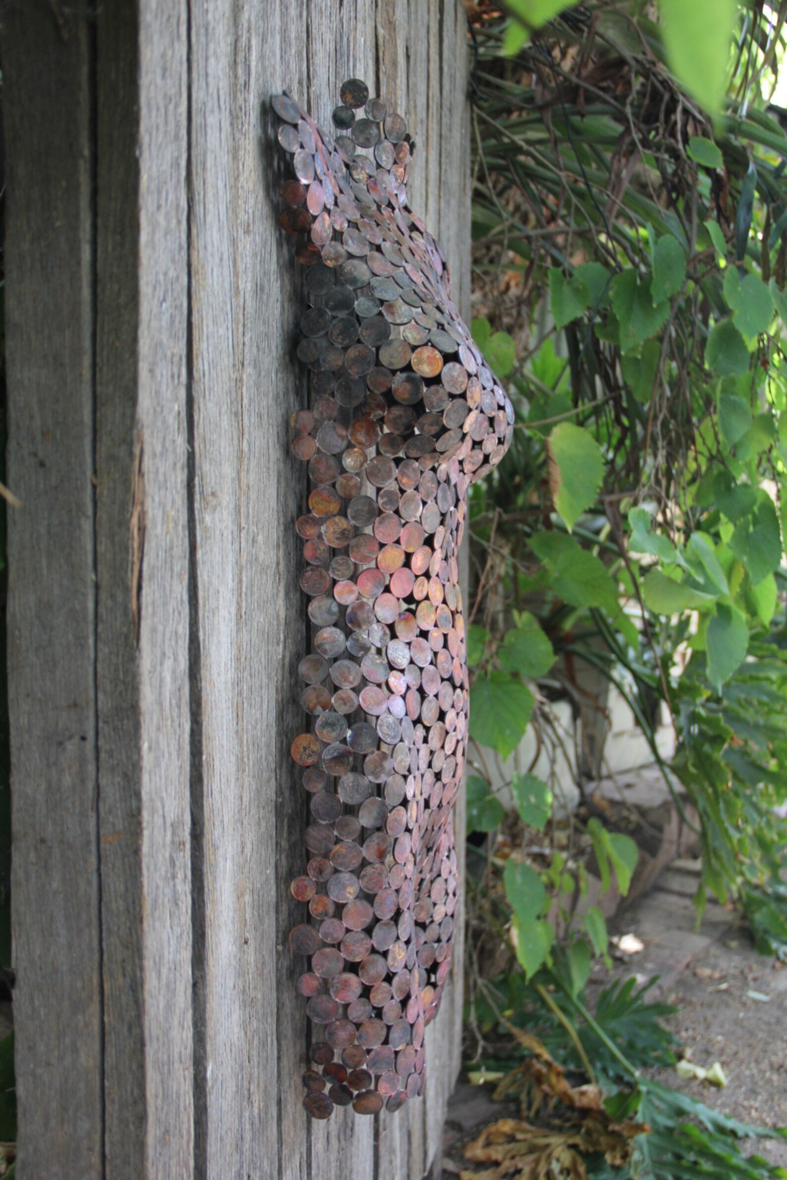 Copper Coin, Female Torso, Metal Sculpture Ornament, Raw, Metal Wall ...