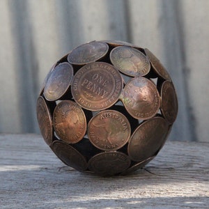 Mini Mixed Penny Ball 2, Aged 8.5 Cm Penny Sphere, Metal Sculpture ...
