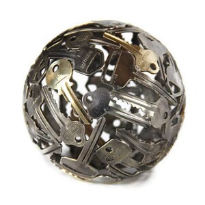 Small Key Ball Tea Light, 13 Cm, Key Light, Metal Sculpture, Hanging ...