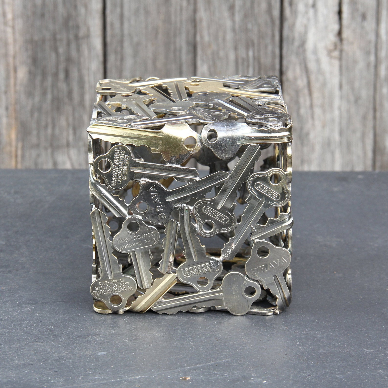 10 Cm 4 Key Cube Metal Sculpture Ornament - Etsy