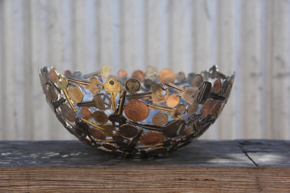 Coin and Key Bowl 28 Cm Metal Bowl Metal Sculpture - Etsy