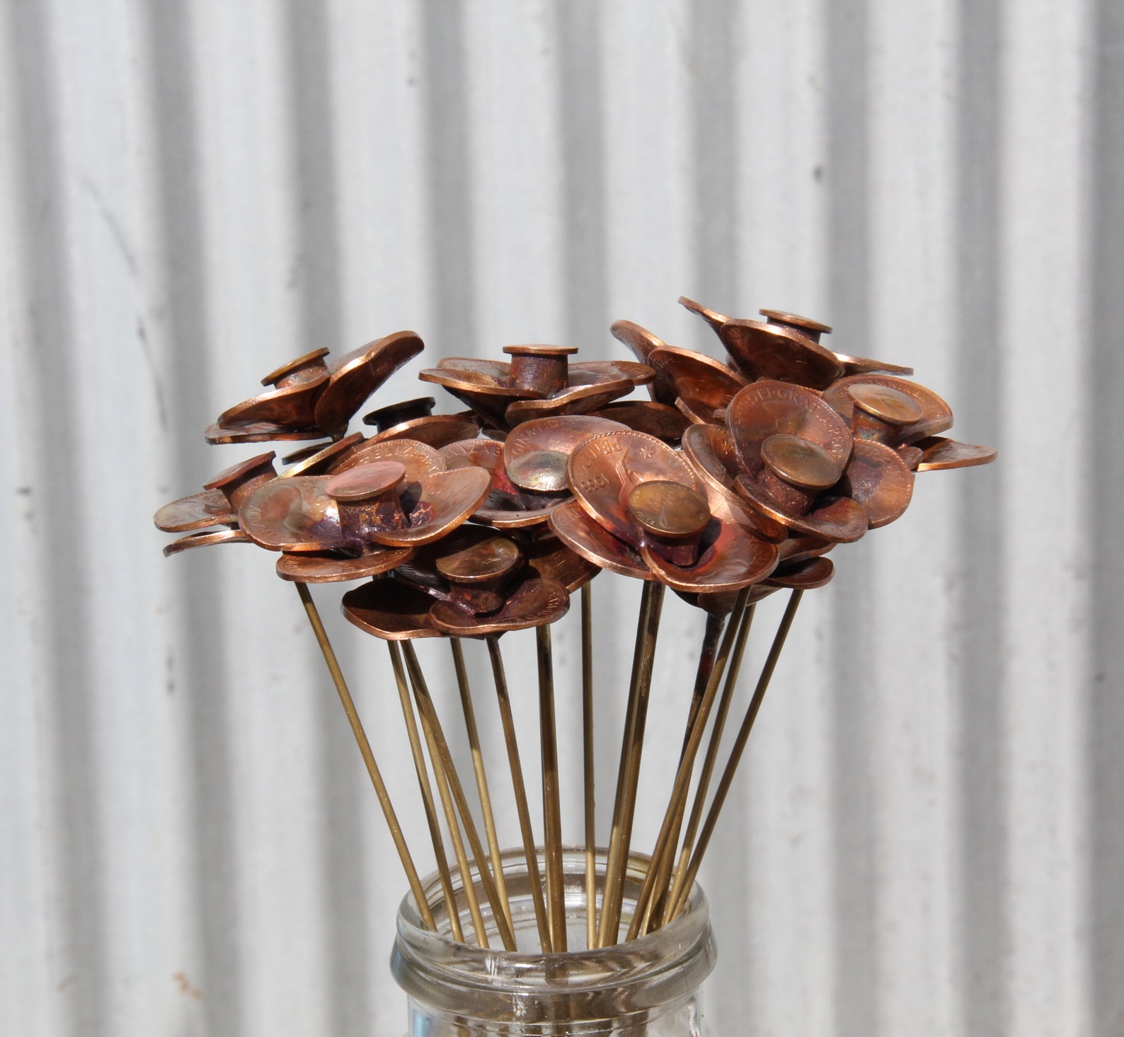 Copper Poppy Flowers in Keys and Coin SINGLE Stem | Etsy