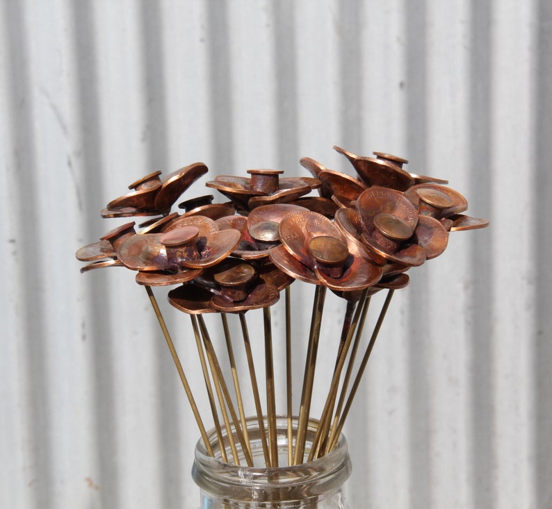 Copper Poppy Flowers in Keys and Coin SINGLE Stem | Etsy