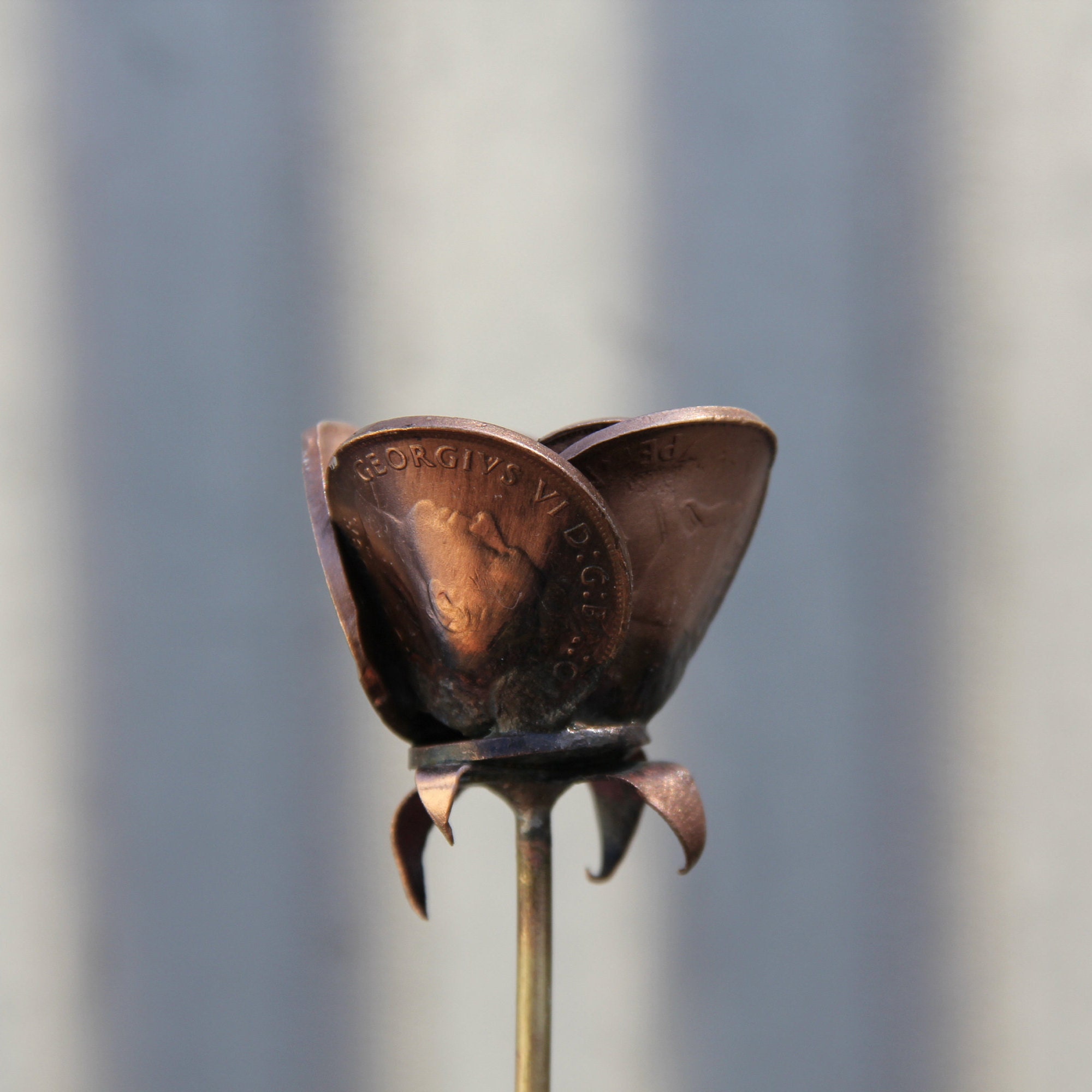 Copper Rose Bud Flowers in Keys and Coin SINGLE Stem | Etsy