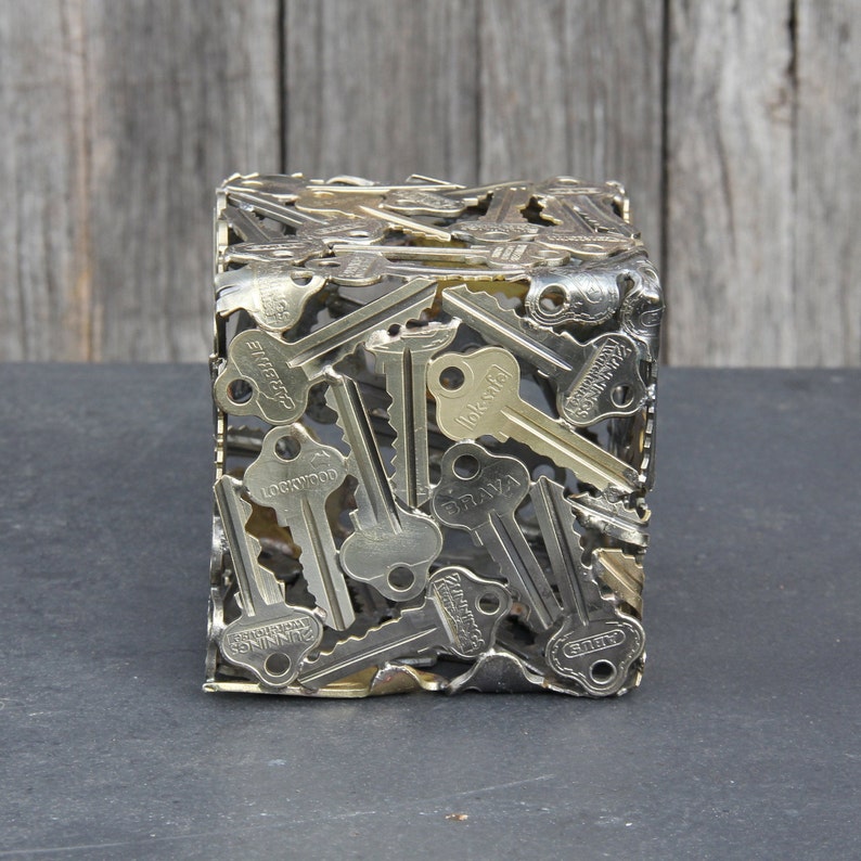 10 Cm 4 Key Cube Metal Sculpture Ornament - Etsy