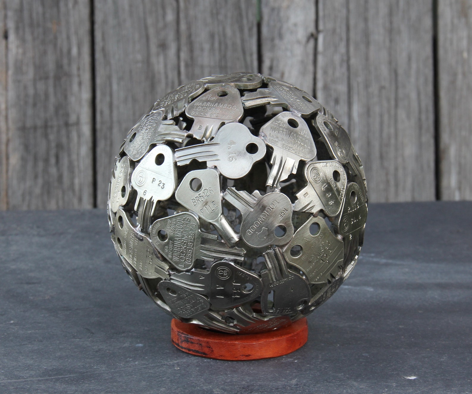 Small 13 cm broken key ball Key sphere Metal sculpture | Etsy