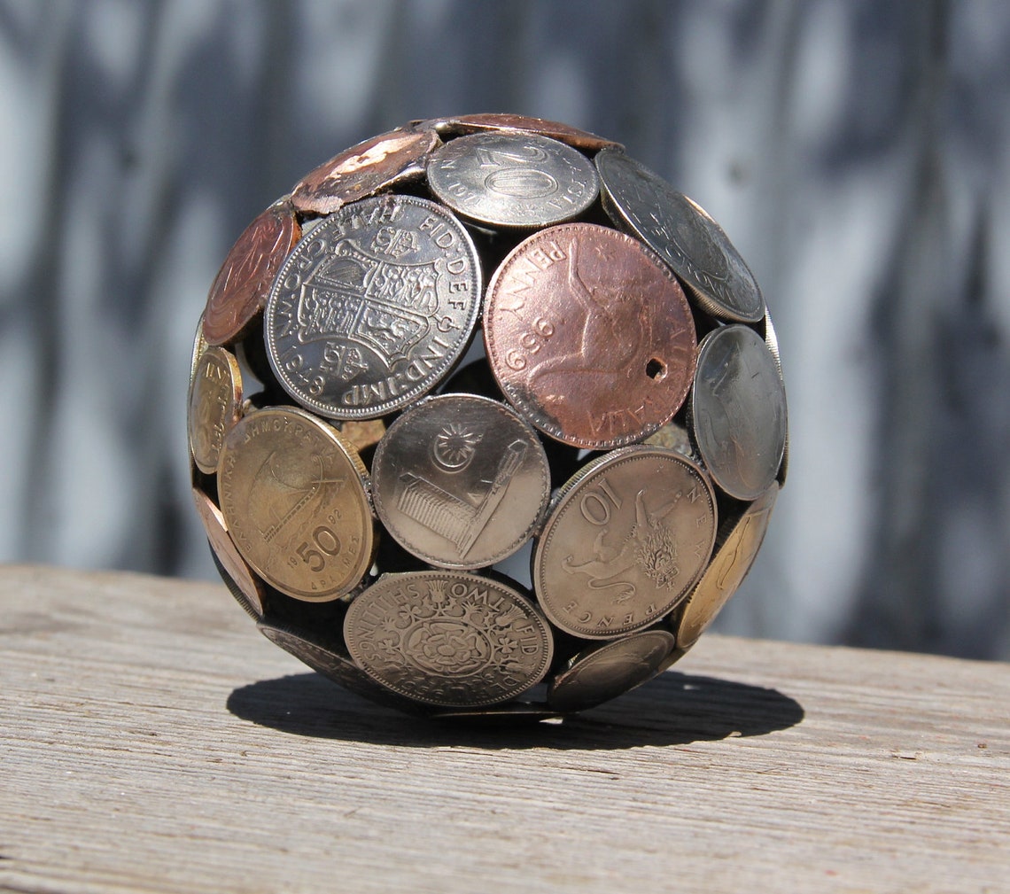 Mini Mixed World Coin Ball 8.5 Cm Coin Sphere Metal - Etsy