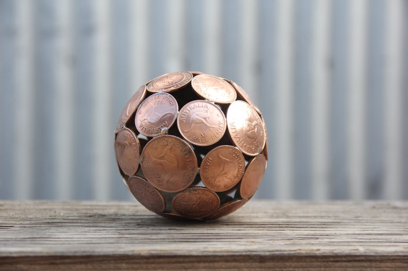 Mini Mixed Penny Ball, Polished, 8.5 Cm Penny Sphere, Metal Sculpture ...