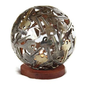 Small Key Ball Tea Light, 13 Cm, Key Light, Metal Sculpture, Hanging ...