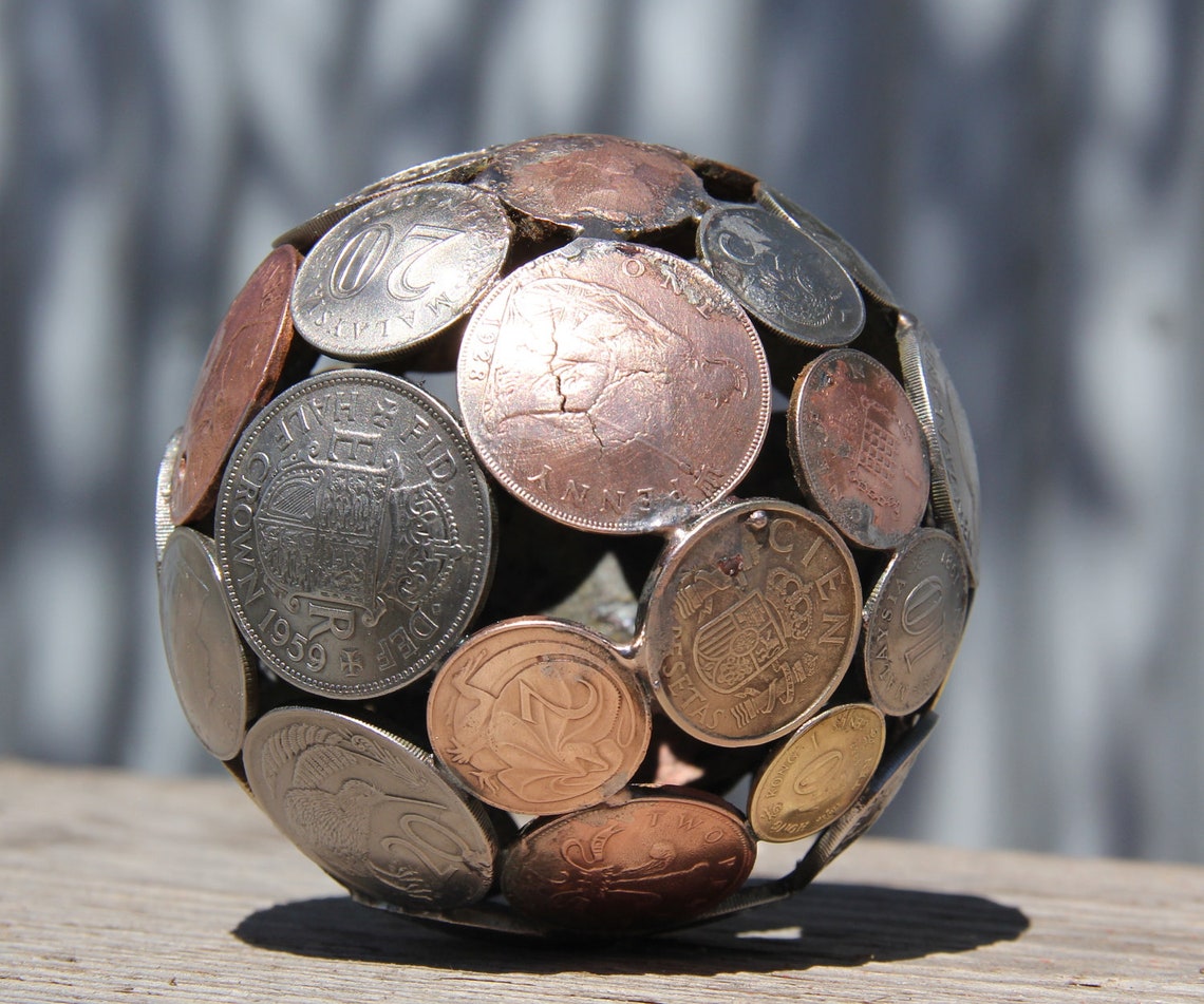 Mini Mixed World Coin Ball 8.5 Cm Coin Sphere Metal - Etsy
