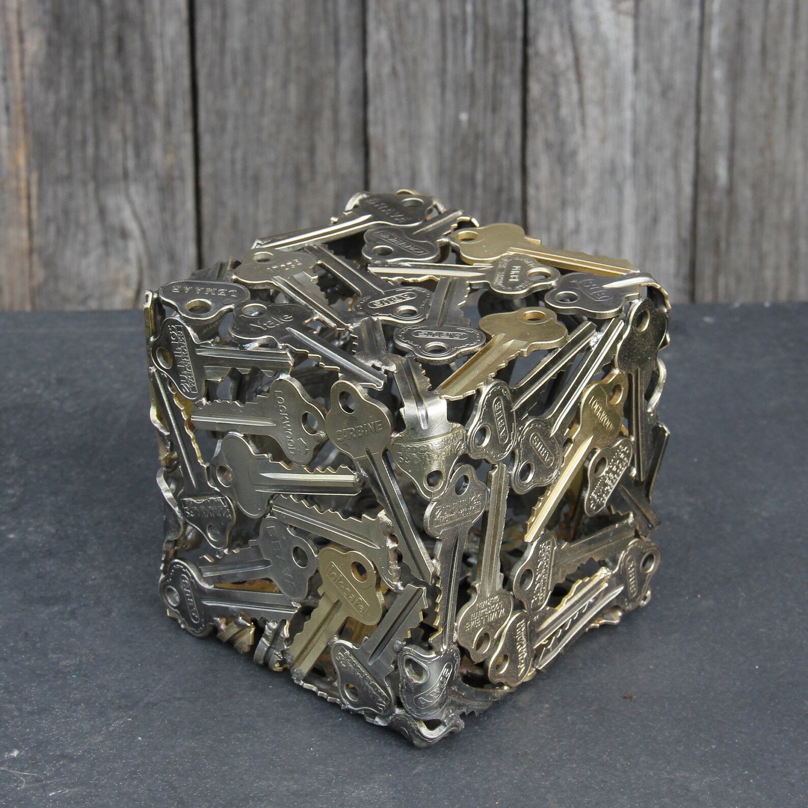 10 Cm 4 Key Cube Metal Sculpture Ornament - Etsy
