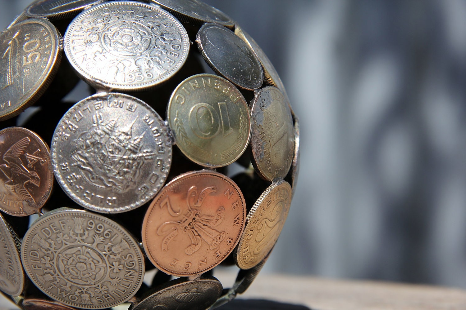 Mini Mixed World Coin Ball 8.5 Cm Coin Sphere Metal - Etsy