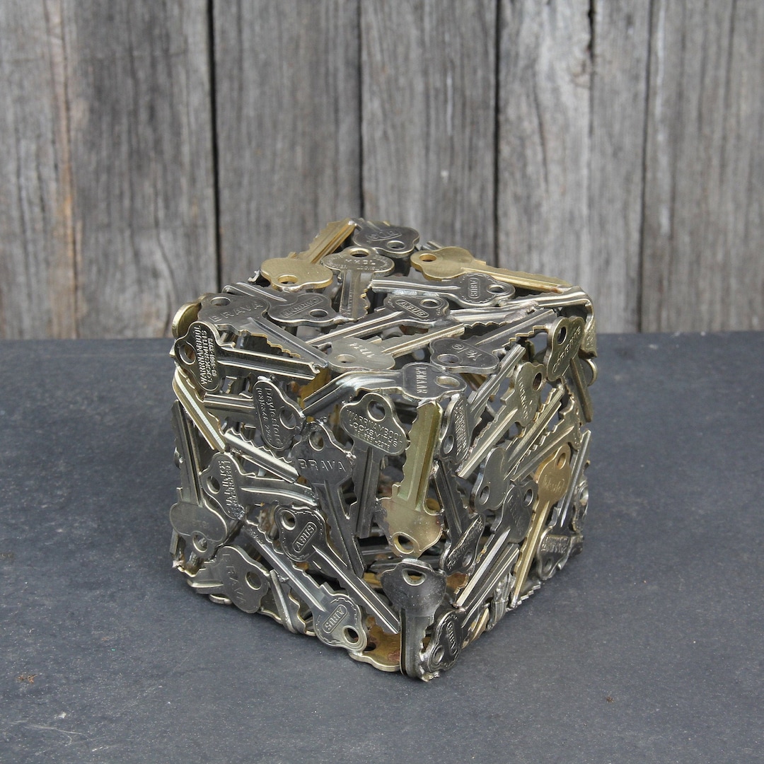 10 Cm, 4", Key Cube Metal Sculpture Ornament - Etsy