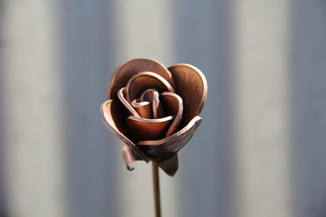 Copper Rose Bud Flowers in Keys and Coin SINGLE Stem | Etsy