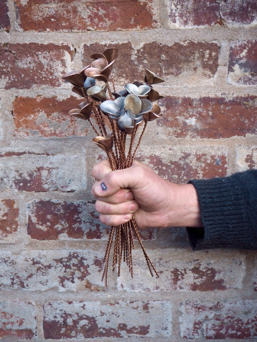 Coin Flower: Reclaimed Copper Stem, Mixed World Coins - Etsy