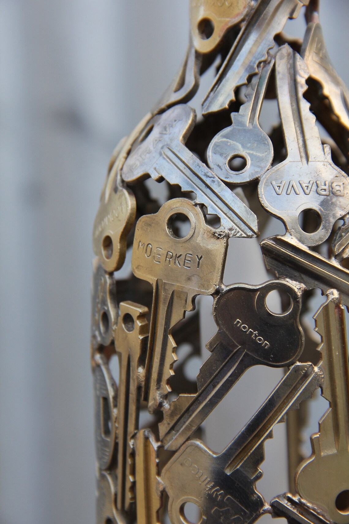 Red Wine Key Bottle Metal Sculpture Luminary Made to Order | Etsy