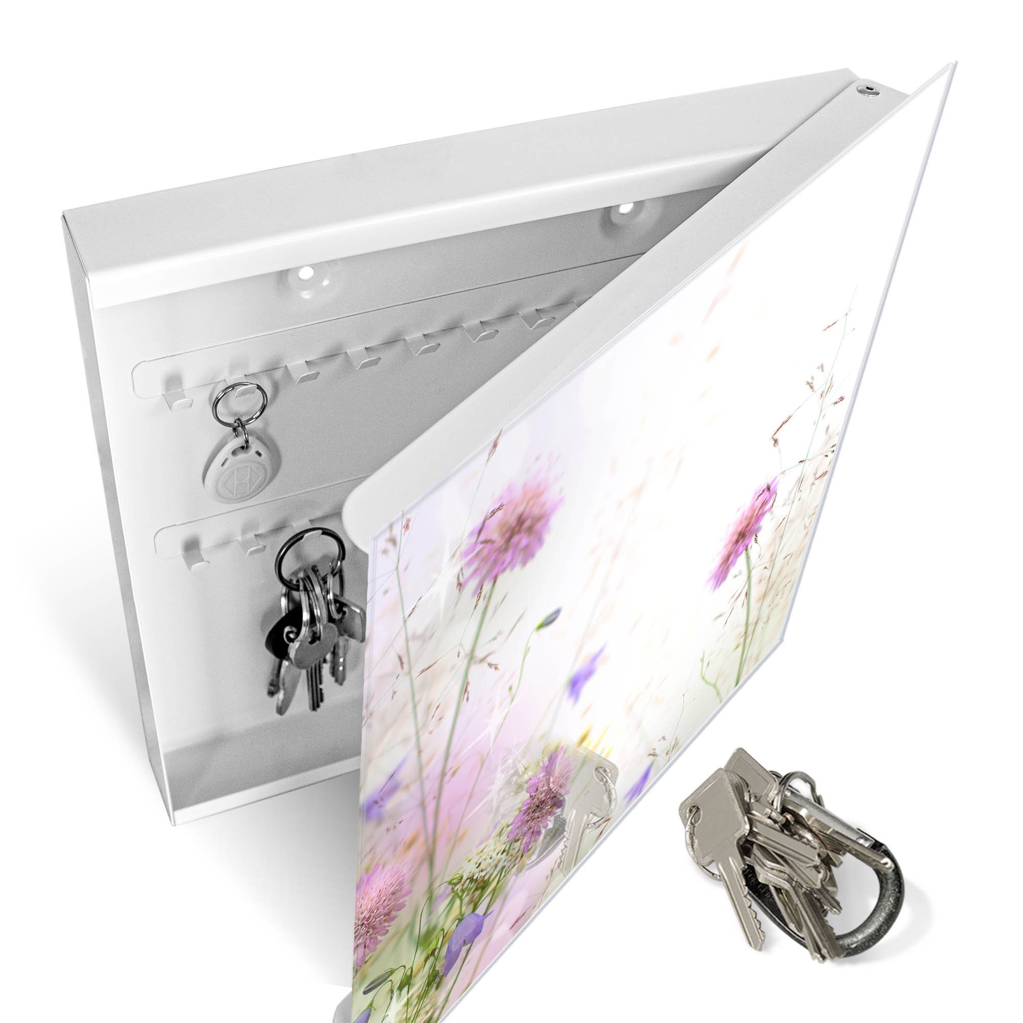 Large glass key box 30 x 30 cm banjado motif GLITZERNDE WIESE | Etsy