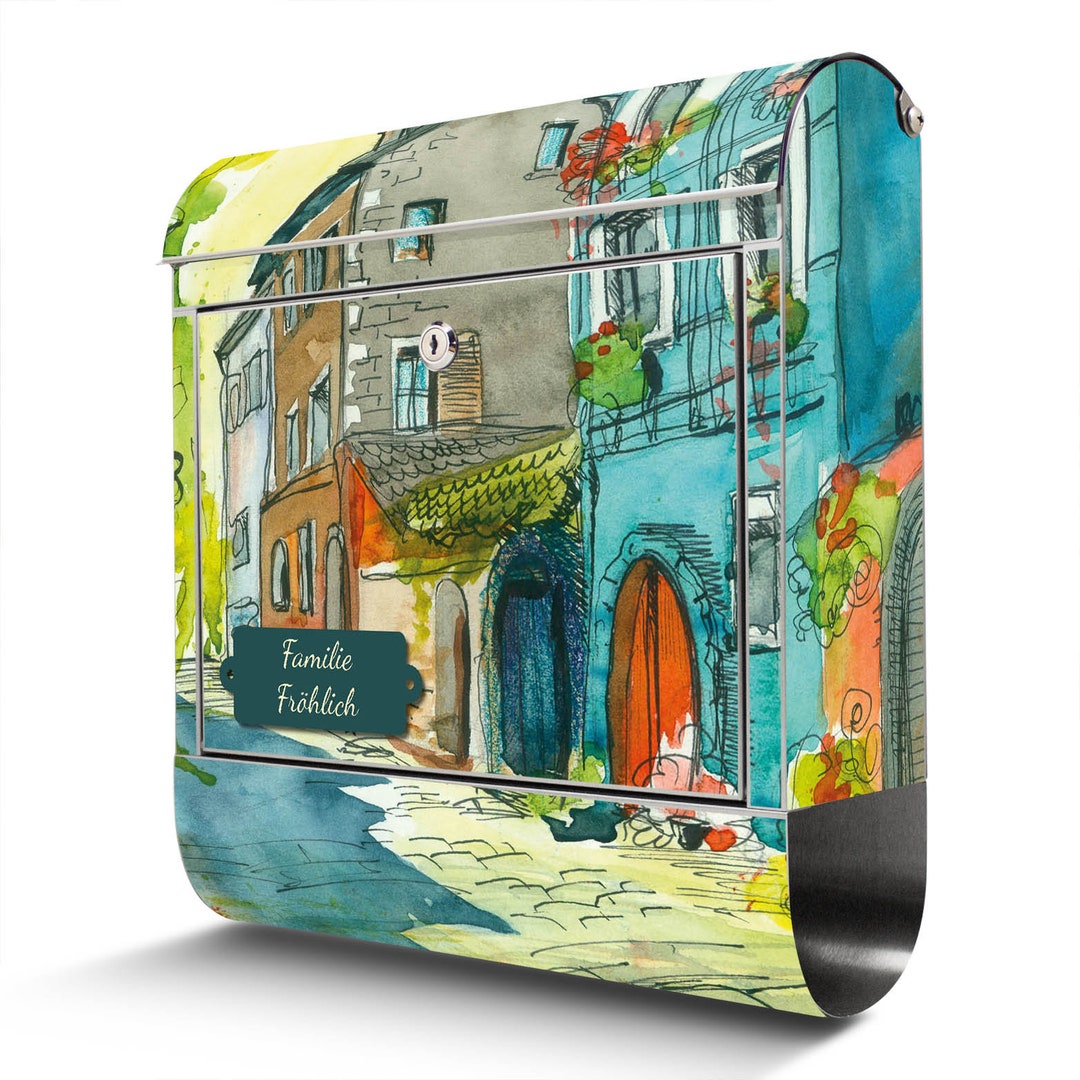 Stainless Steel Letterbox From Banjado With Motif Historical City ...