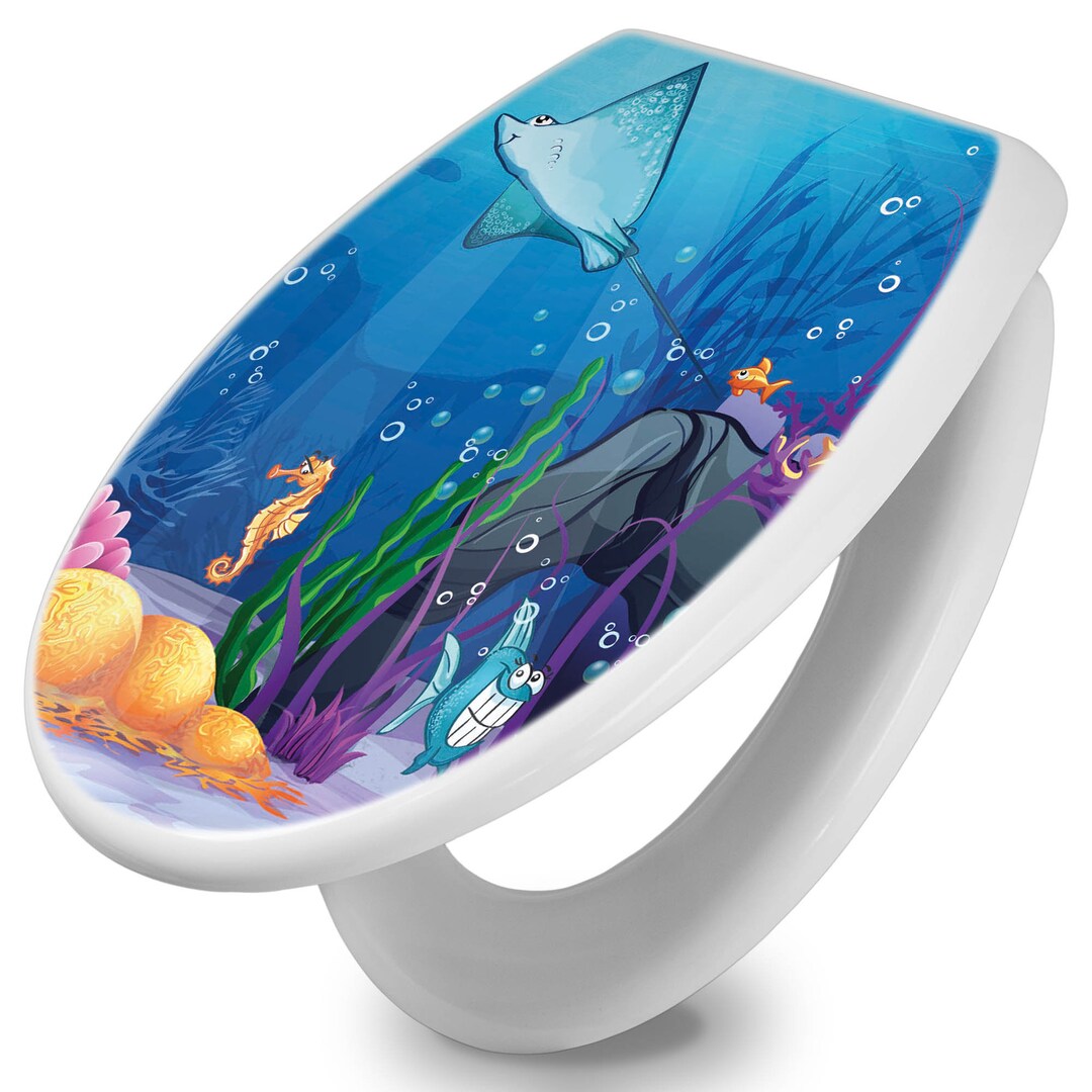 Family Toilet Seat With Soft-close Mechanism Motif Octopus Garden - Etsy